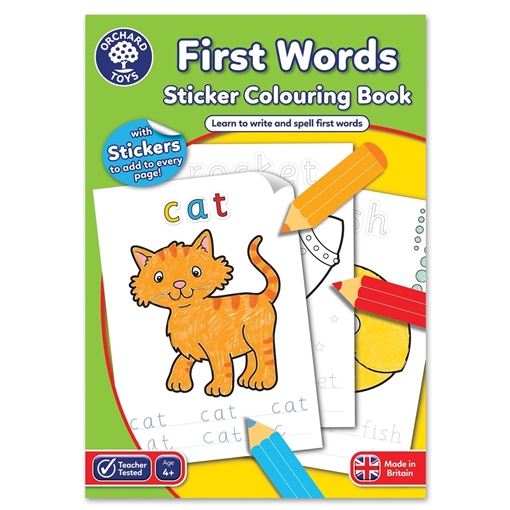 Story box toys and books. First Words Colouring Book