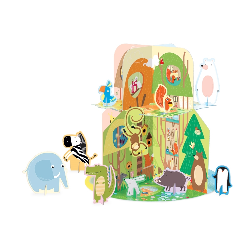 Story box toys and books. Animal Homes – Cardboard Playhouse plus Book