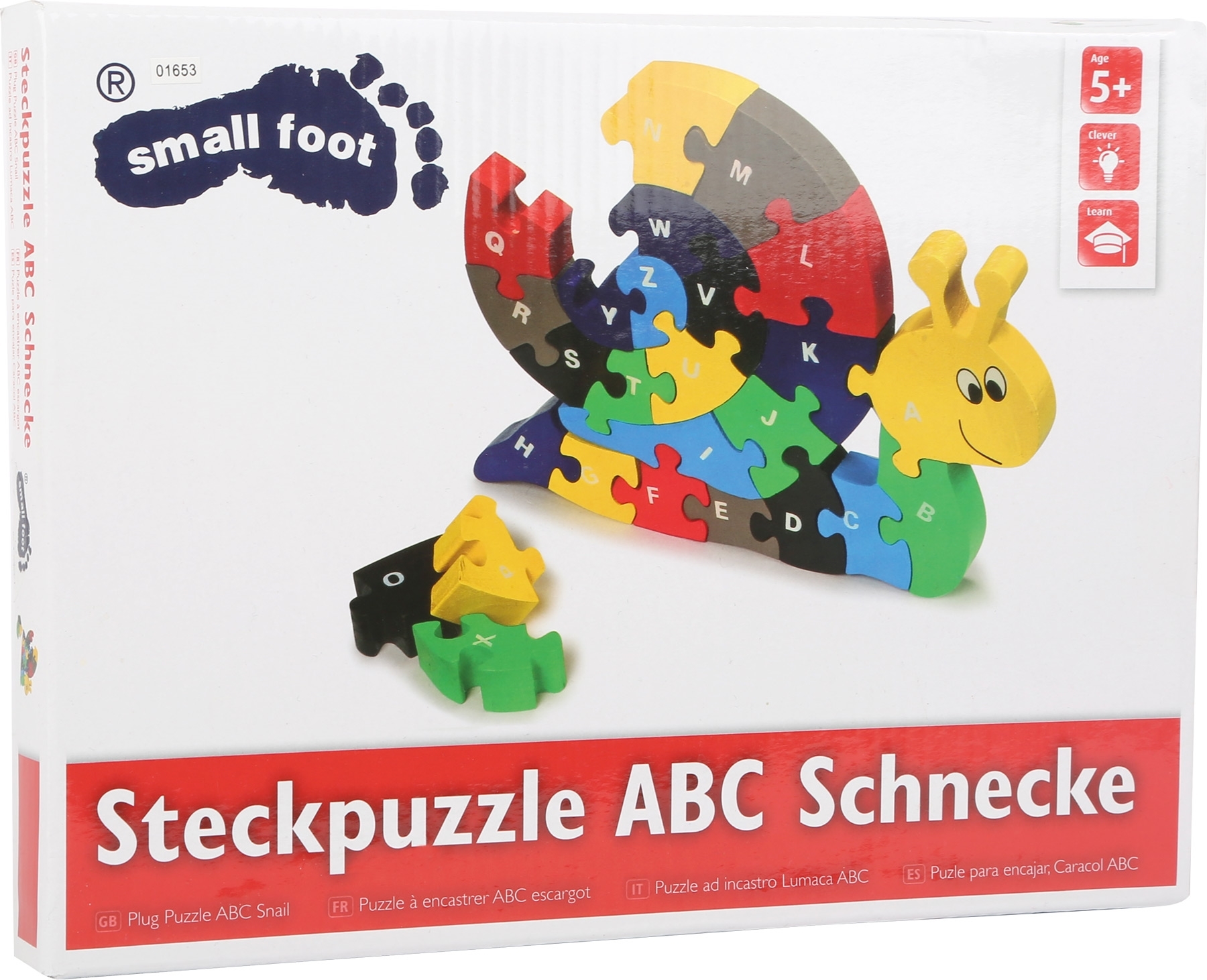 Story box toys and books. Plug Puzzle ABC Snail