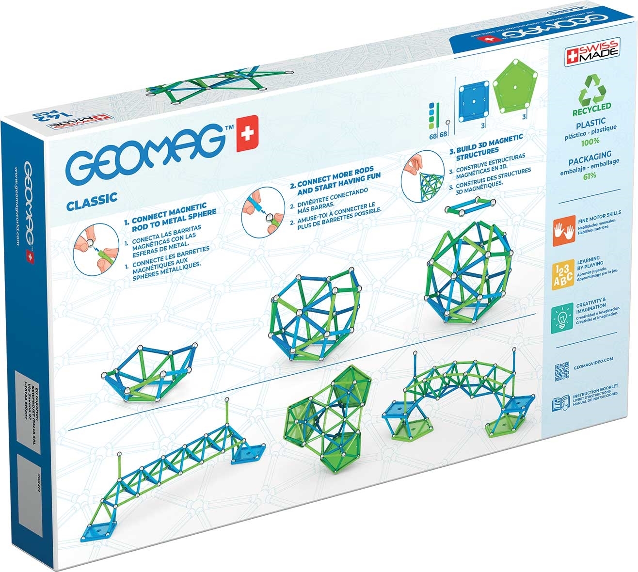 Story box toys and books. Магнетен конструктор Класик (142 парчиња ...