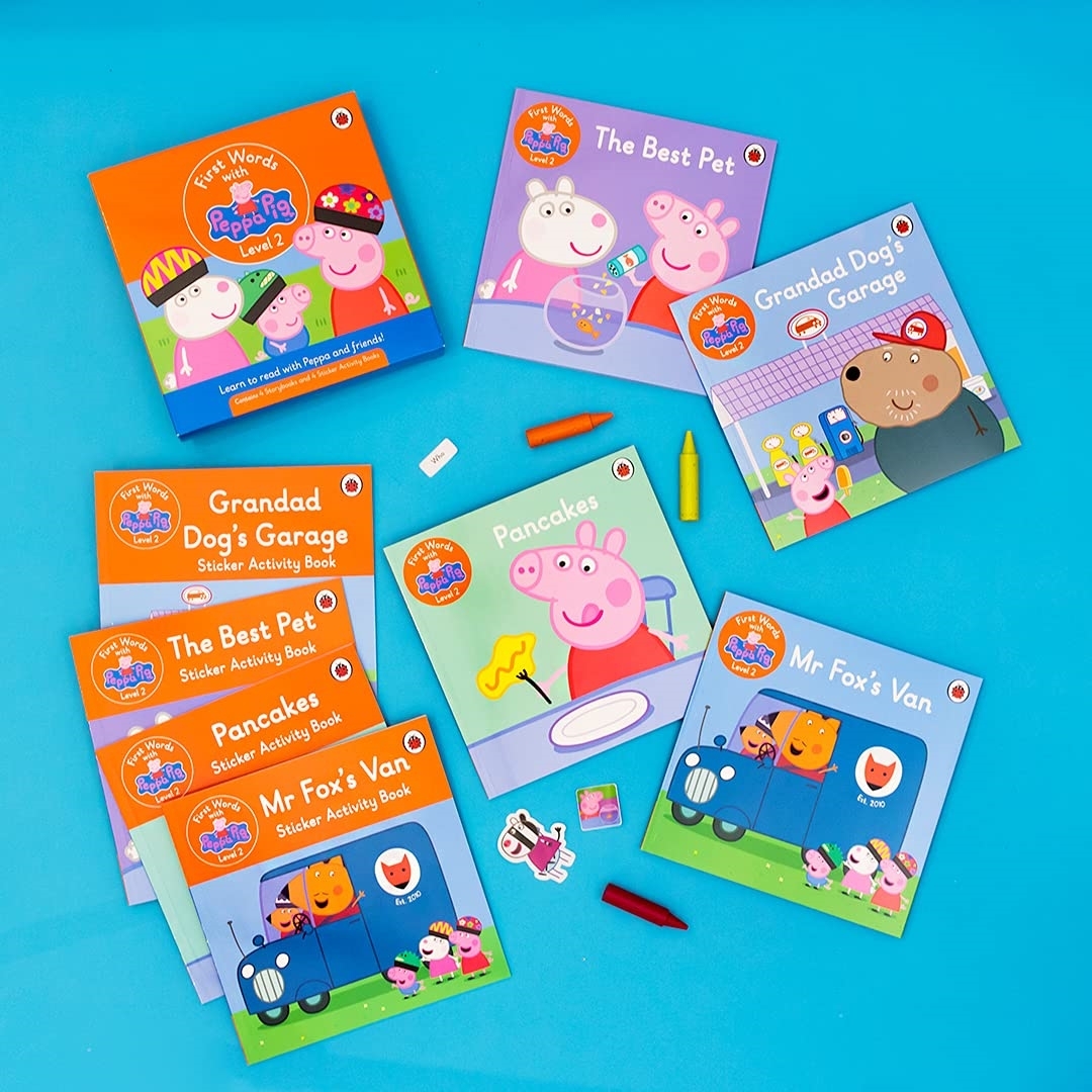 Story box toys and books. First Words with Peppa Level 2 Box Set