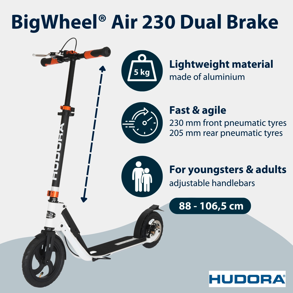 Story box toys and books. Тротинет HUDORA BigWheel® Air 230 Dual Brake